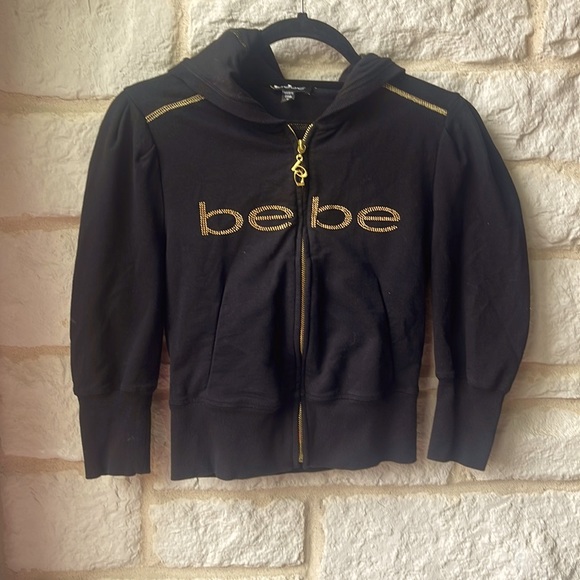 bebe | Shirts & Tops | Bebe Hoodie With Beaded Logo | Poshmark